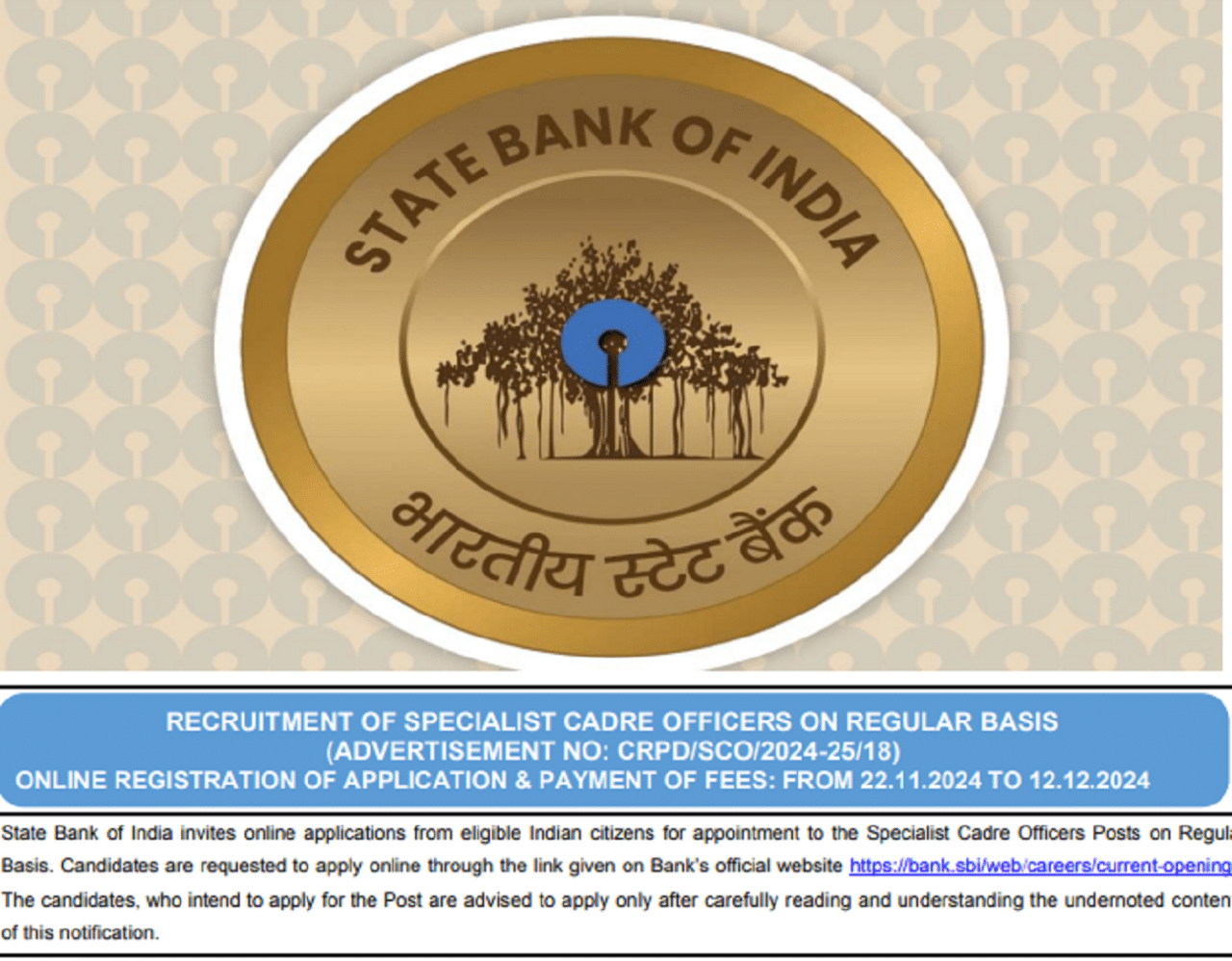 SBI Specialist Cadre Officers Recruitment 2024: Apply Now
