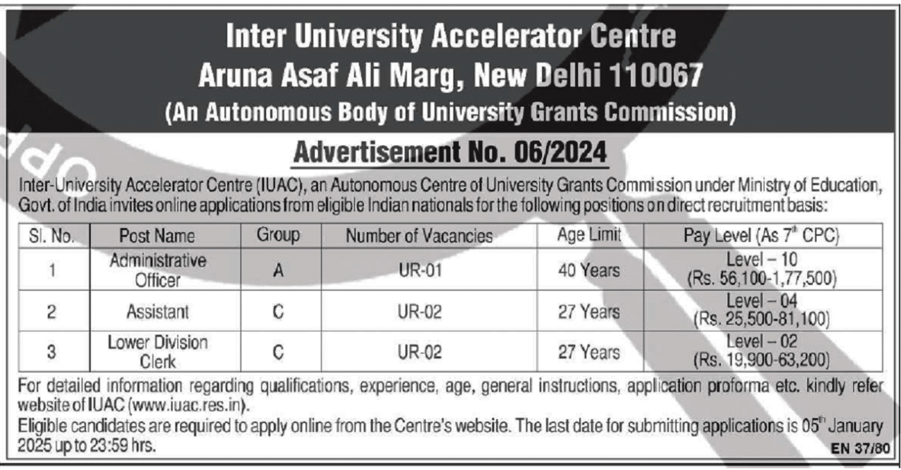 IUAC Recruitment 2024: Apply Online for Administrative Officer ... IUAC Recruitment 2024: Apply Online for Administrative Officer ...
