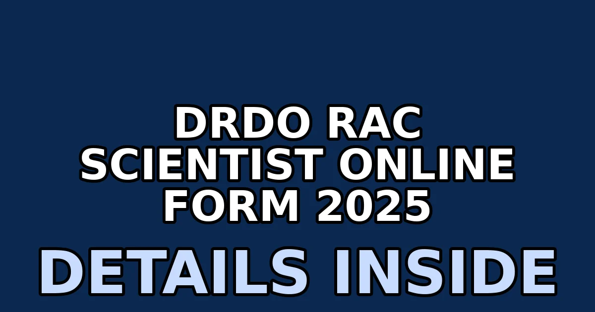 DRDO RAC Scientist Online Form 2025