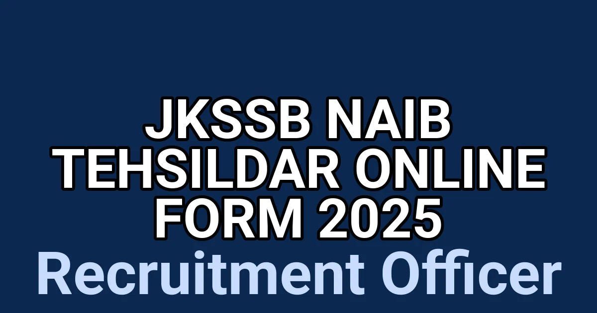 JKSSB Naib Tehsildar Online Form 2025