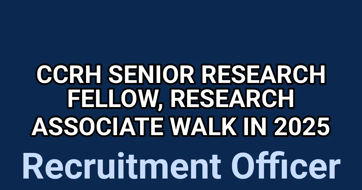 CCRH Senior Research Fellow, Research Associate Walk in 2025