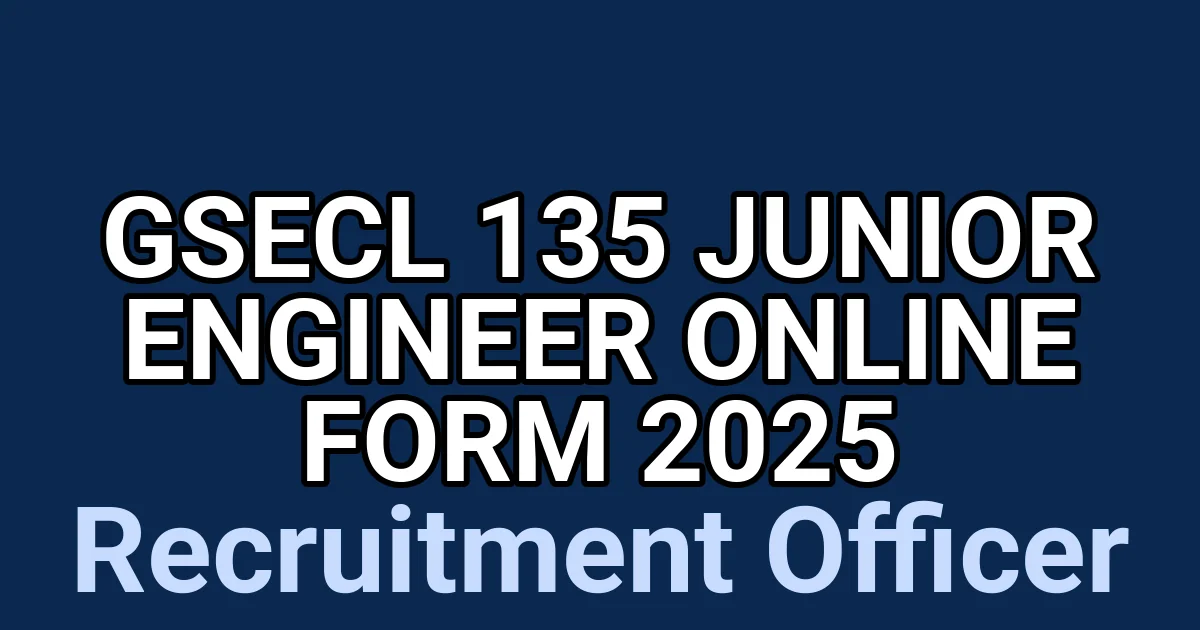 GSECL 135 Junior Engineer Online Form 2025