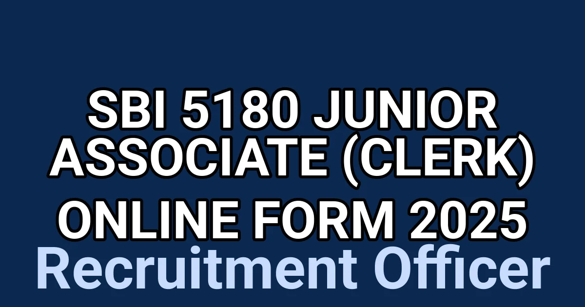 SBI 5180 Junior Associate (CLERK) Online Form 2025