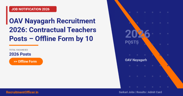 OAV Nayagarh Recruitment 2026: Contractual Teachers Posts – Offline ...